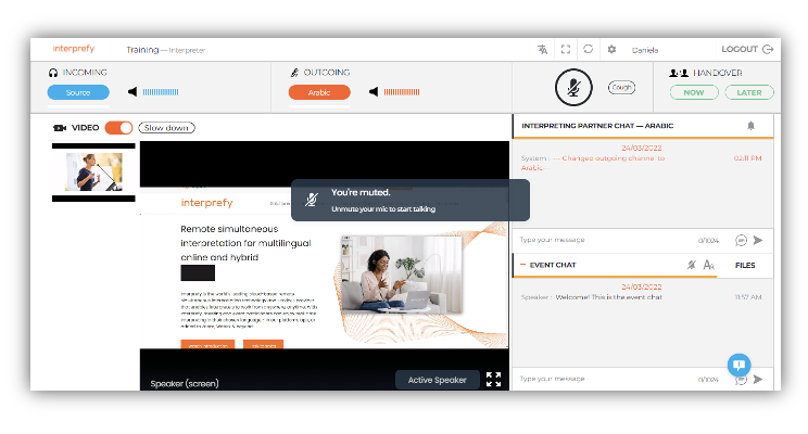 How to use the stream controls on the interpreter's soft console