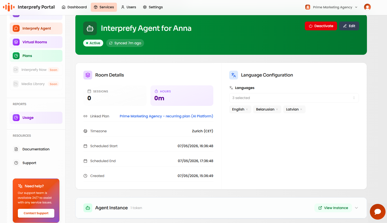 How to enable Interprefy Agent via Interprefy Portal