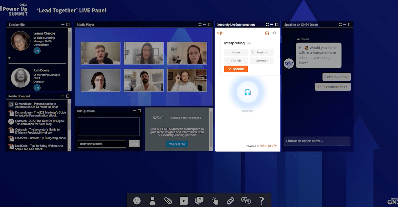 Which virtual events and meeting platforms does Interprefy work with?